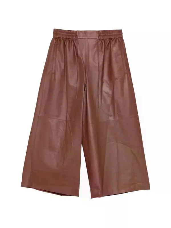 YVES SALOMON Leather Trousers With Drawstring
