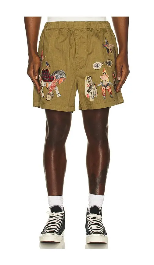 SAMUEL ZELIG Embroidered Cotton Twill Shorts