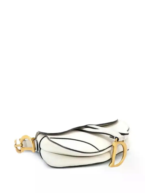 Dior Saddle Handbag Leather Mini Shoulder Bag - White