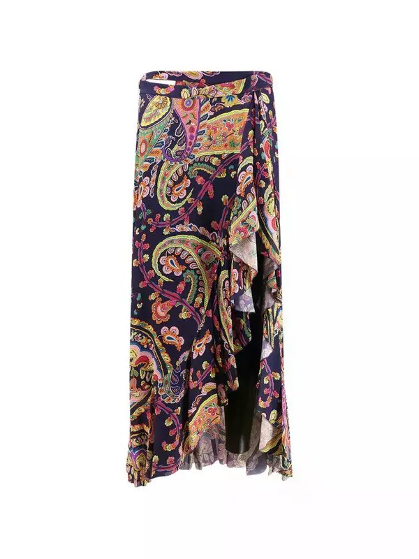Etro Ruffled Paisley Skirt
