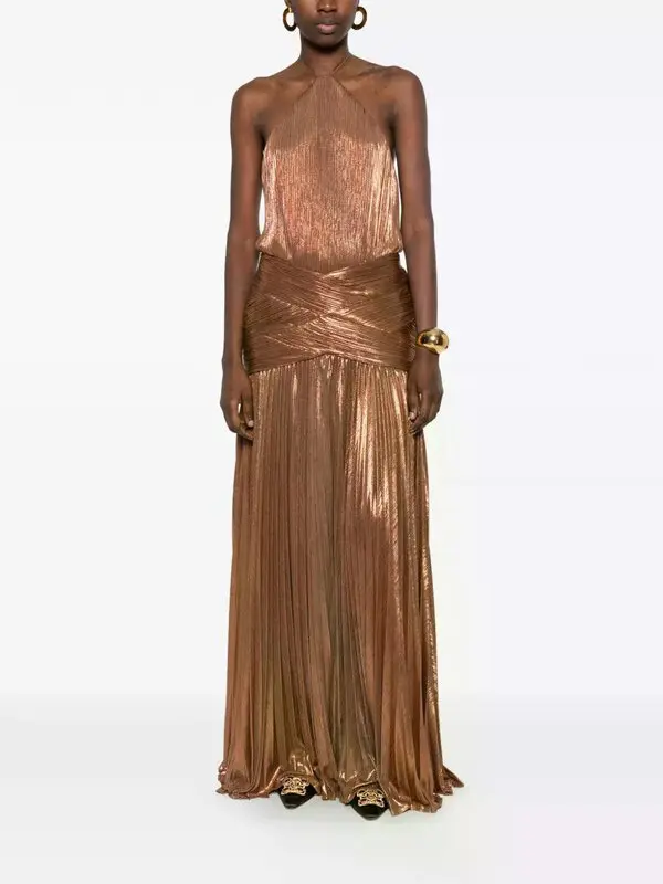 Retrofete Amberley Halterneck Maxi Dress - Brown