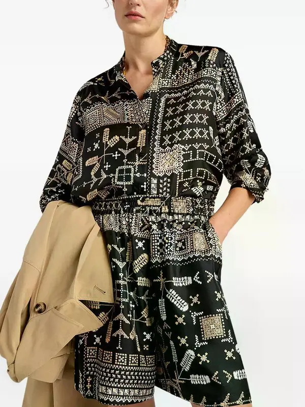Momoni Printed Silk Twill Shorts