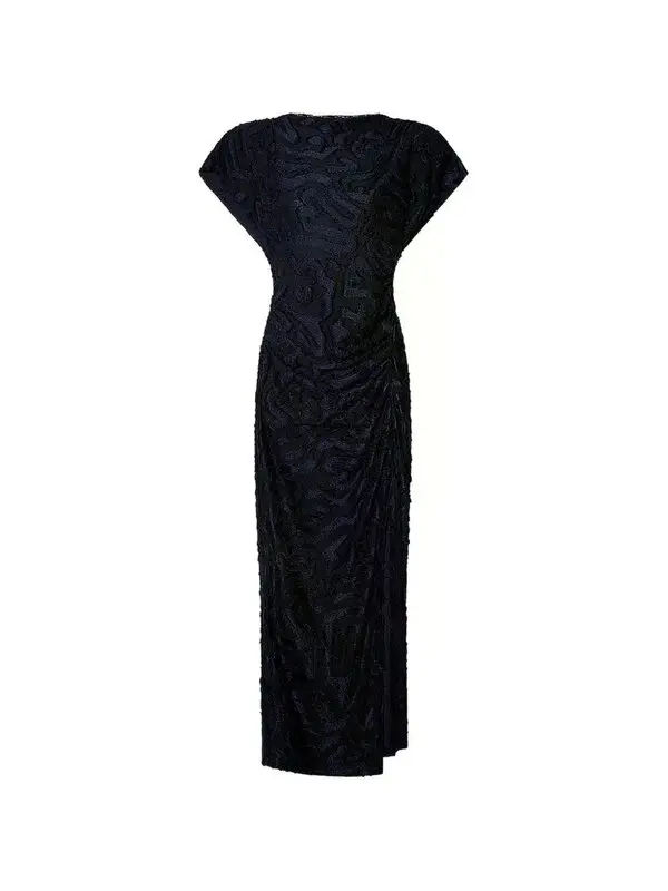 Isabel Marant Étoile Ladan Dress With Geometric Jacquard And Front Slit - Blue
