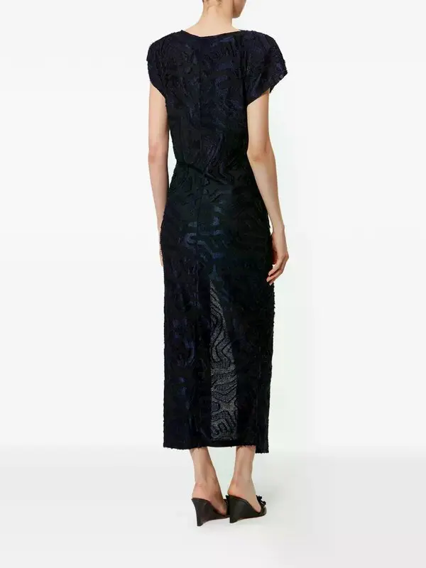 Isabel Marant Étoile Ladan Dress With Geometric Jacquard And Front Slit - Blue