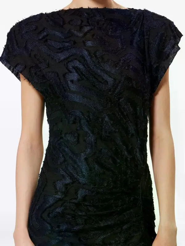 Isabel Marant Étoile Ladan Dress With Geometric Jacquard And Front Slit - Blue