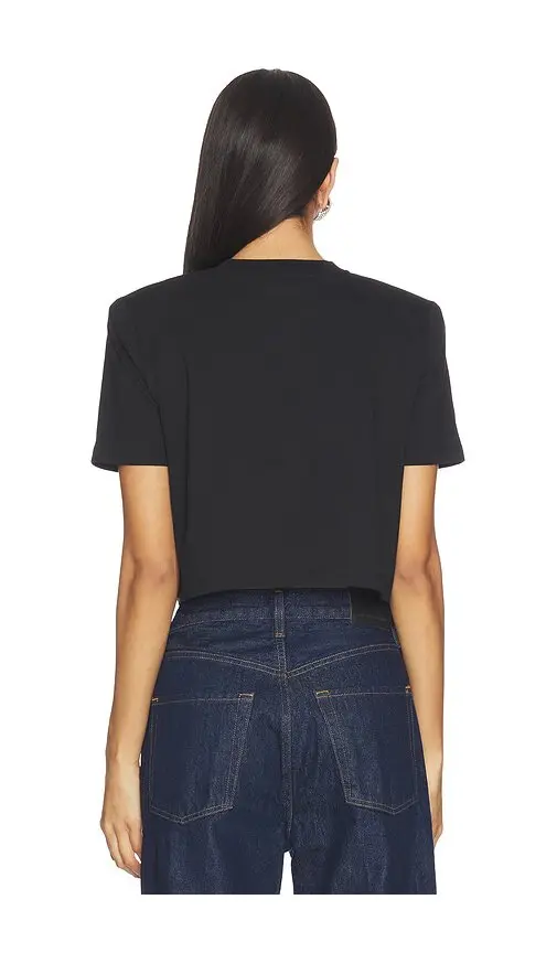 Blumarine Sequin Embellished Logo Cropped T-shirt
