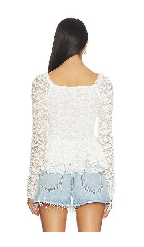 Free People Stella Long Sleeve Lace Top - Ivory