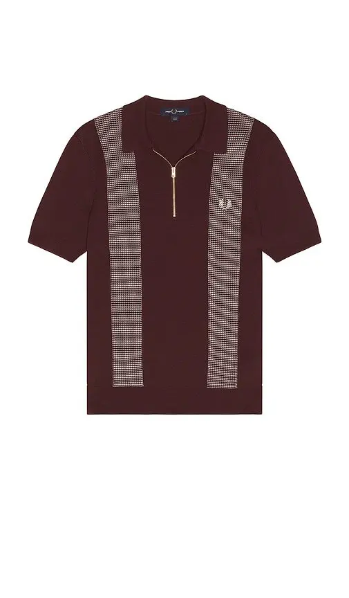 Fred Perry Panel Detail Knitted Polo Shirt In . Also - Red