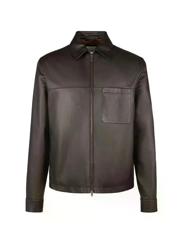 TOD'S Zipped Leather Overshirt
