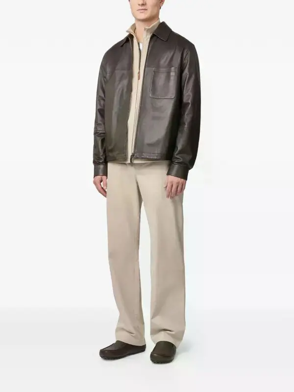 TOD'S Zipped Leather Overshirt