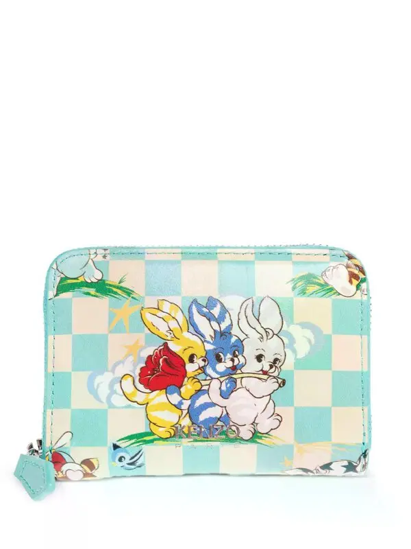 Kenzo Cartoon Checkered Wallet - Blue
