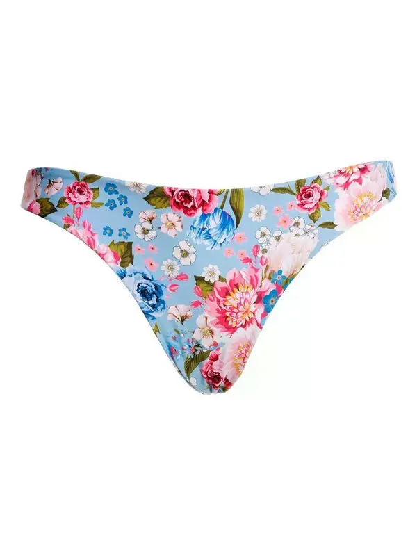 Agua Bendita Ilu Floral-print Bikini Bottom - White