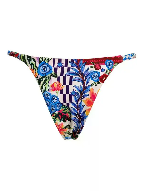 Agua Bendita Floral-patchwork Bikini Bottom