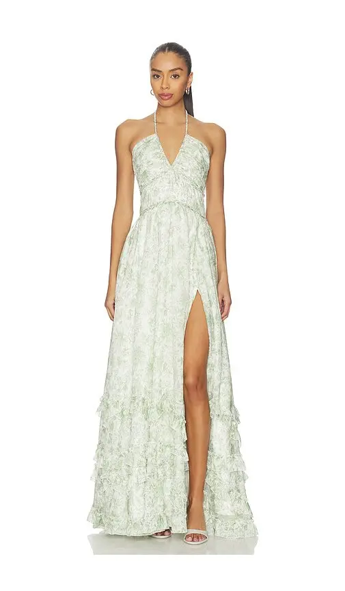 V. CHAPMAN Scarlette Halterneck Maxi Dress
