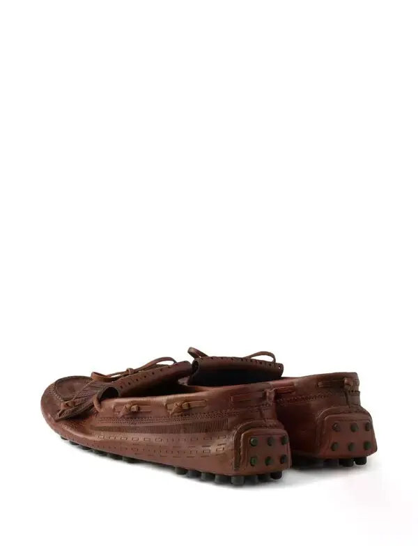 Prada Fringe-apron Leather Loafers