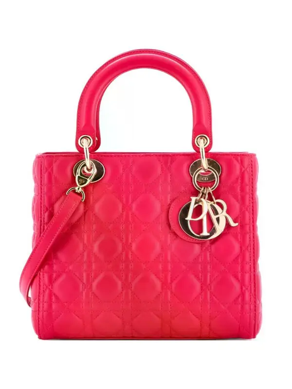Dior Lady Bag Cannage Quilt Lambskin Medium Satchel - Pink