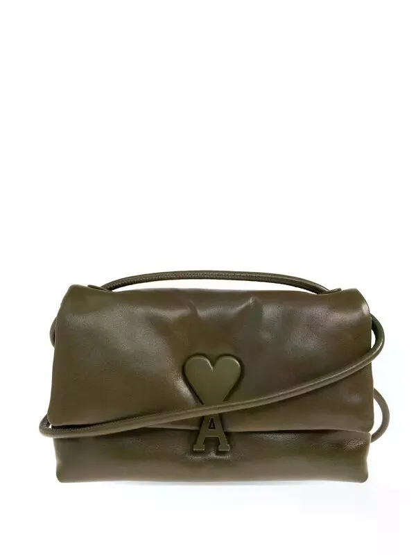 Ami Heart Logo Leather Tote Bag