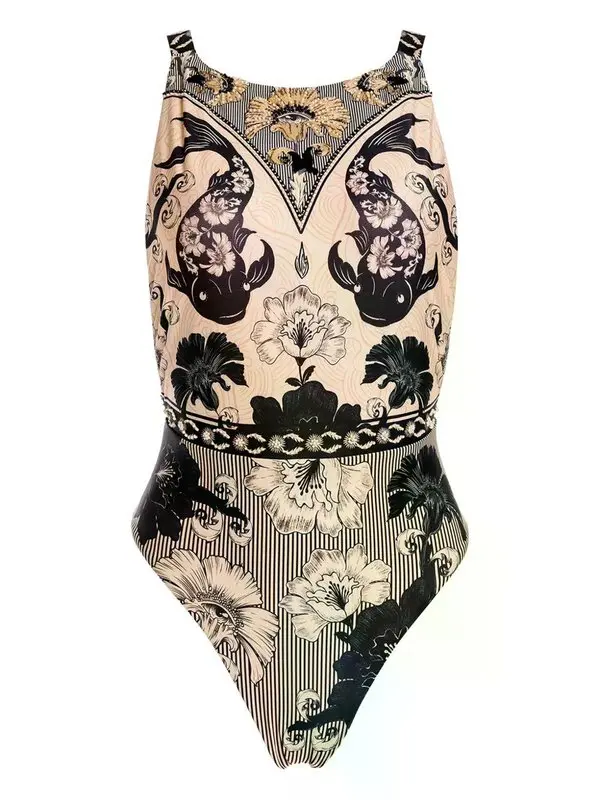Agua Bendita Floral Print One-piece Swimsuit - White