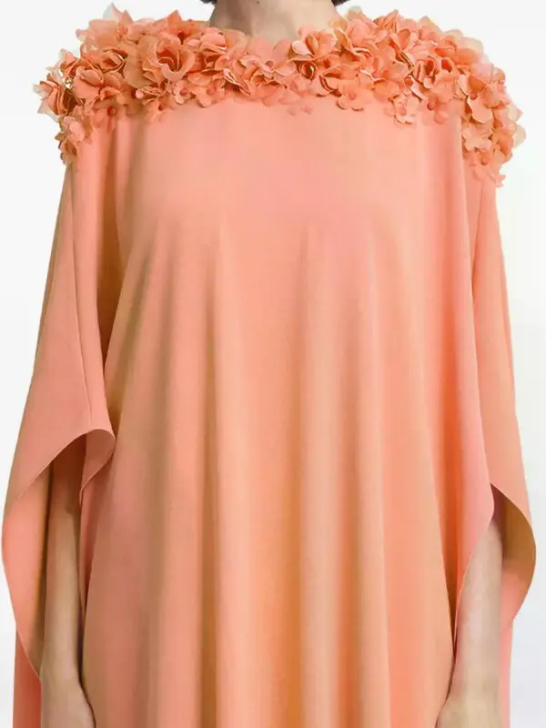 GEMY MAALOUF Floral-embellished Maxi Kaftan - Orange