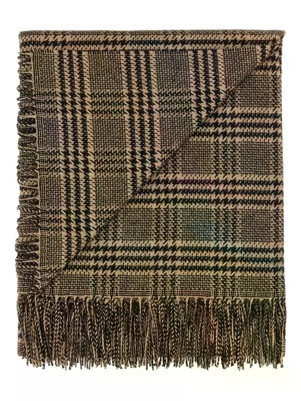 Saint Laurent Checked Fringed Scarf