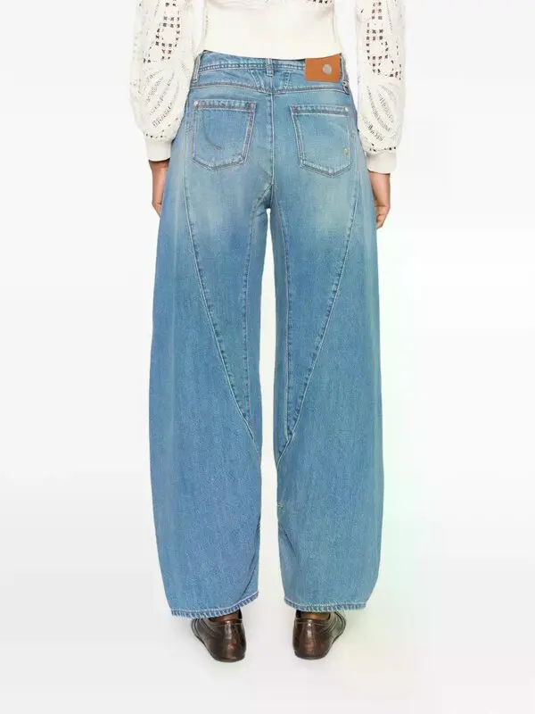 High Contrast-stitching Wide-leg Jeans
