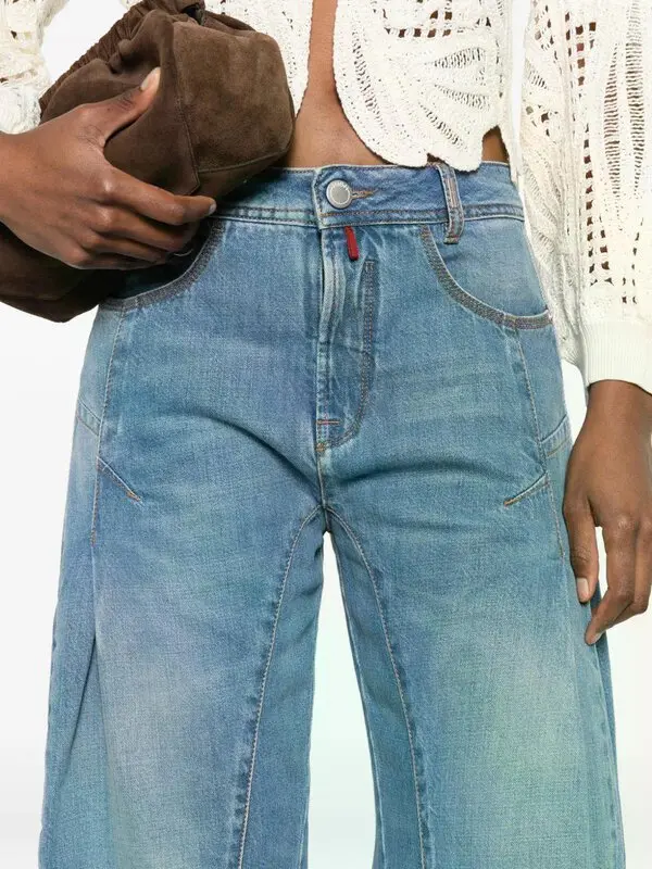 High Contrast-stitching Wide-leg Jeans