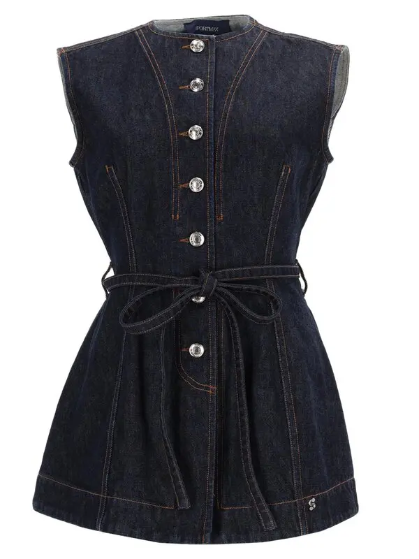 Sportmax Denim Sleeveless Top - Blue