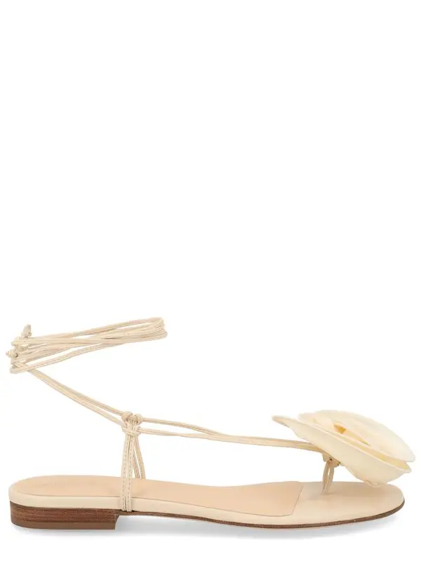 Magda Butrym Sandal With Silk Flower - Ivory
