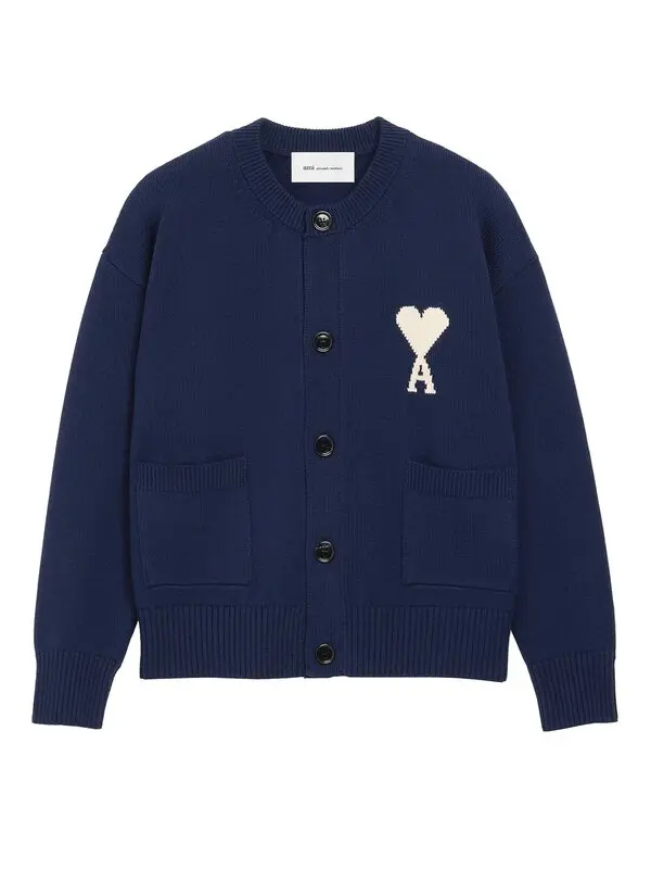 AMI Paris Cardigan With Logo - Blue
