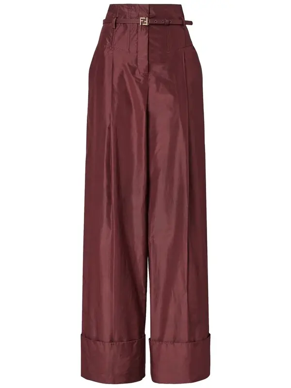 Fendi Belted High-waisted Pants - Bordeaux