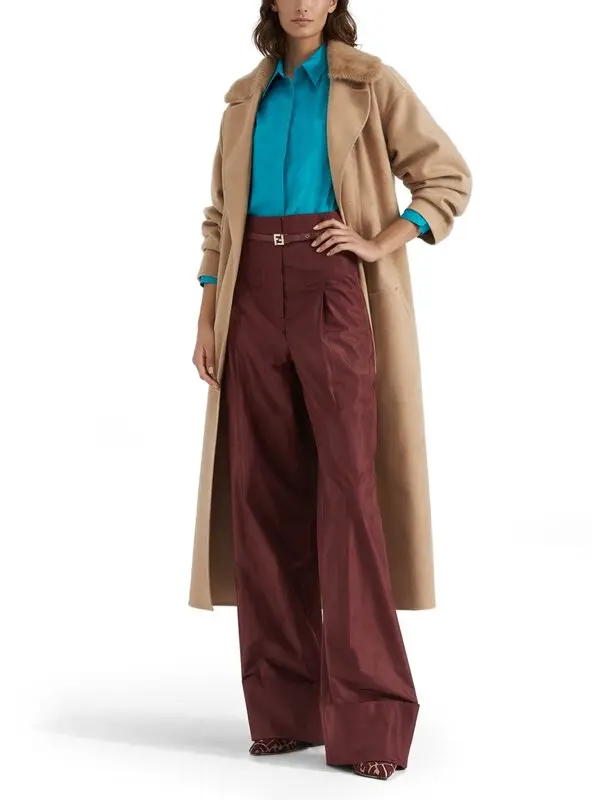 Fendi Belted High-waisted Pants - Bordeaux