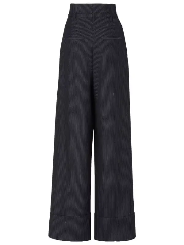 Fendi Belted High-waisted Pants - Blue