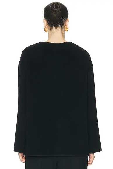RÓHE Mandarin Double Faced Wool Jacket - Navy