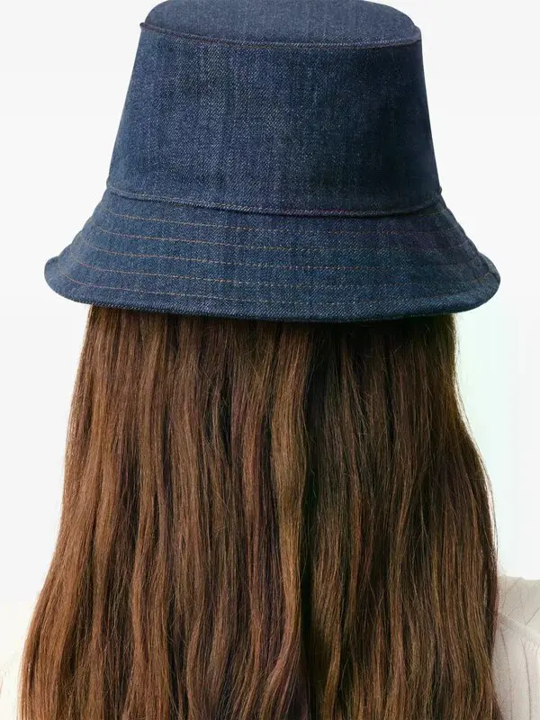 Ami Denim Bucket Hat With Label Detail