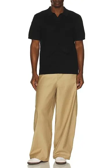 Reigning Champ Cotton Linen Victor Polo - Black