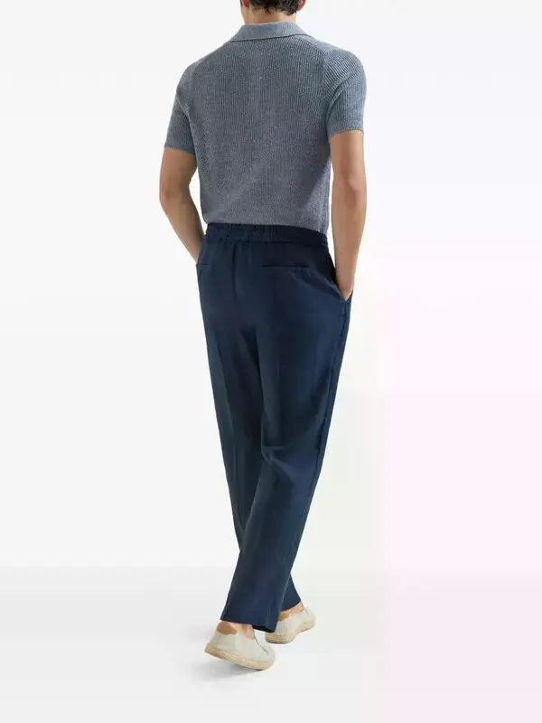Brunello Cucinelli Drawstring Linen Gabardine Trousers - Blue