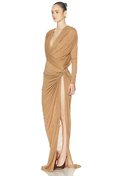 Atlein Draped Longsleeve Dress