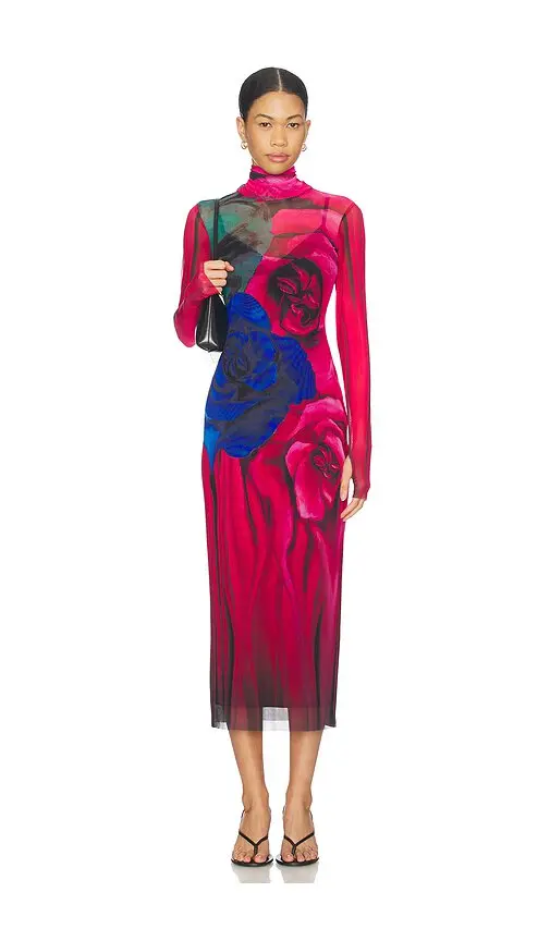 AFRM Shailene Mesh Turtleneck Dress - Red