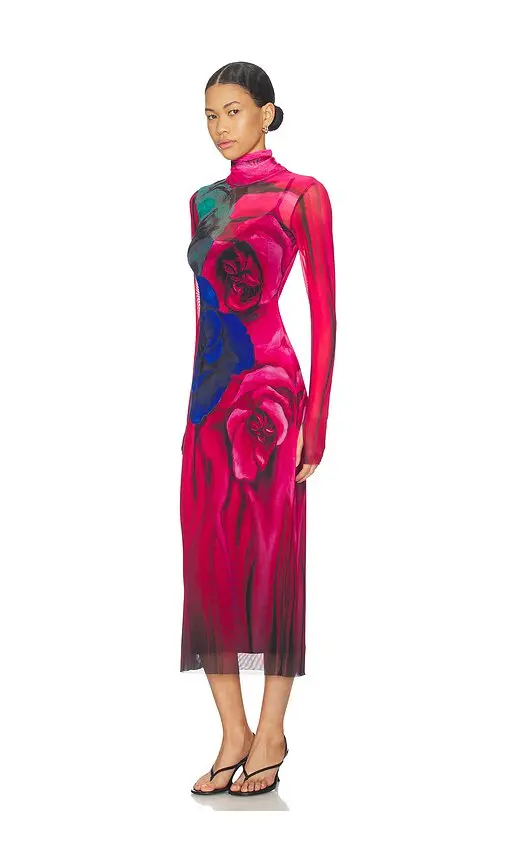 AFRM Shailene Mesh Turtleneck Dress - Red