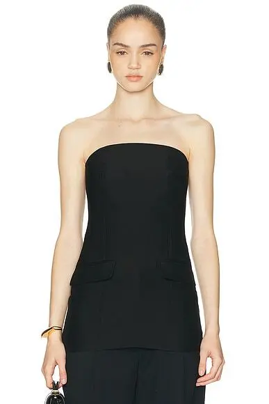 TOTEME Strapless Crepe Pocket Top - Black