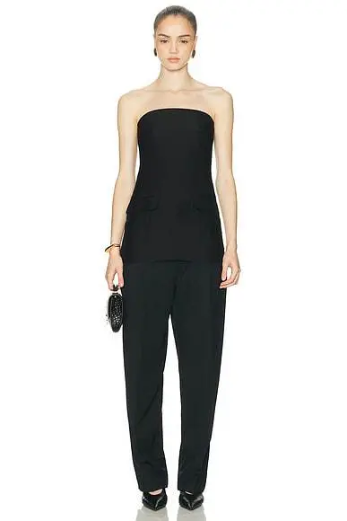 TOTEME Strapless Crepe Pocket Top - Black