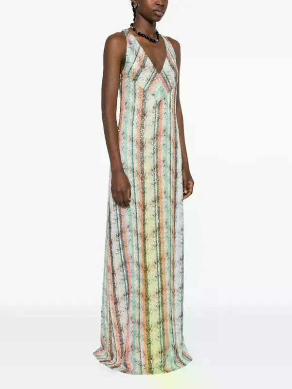 Missoni Striped-pattern V-neck Maxi Dress