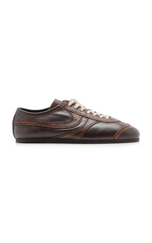 Dries Van Noten Panelled Leather Low-top Sneakers - Brown