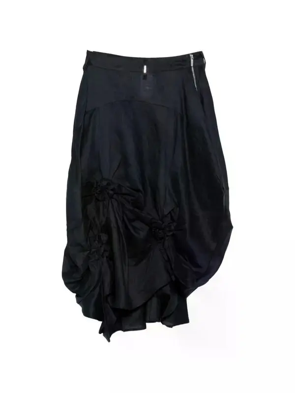 High Midi Skirt With Zip And Ruching