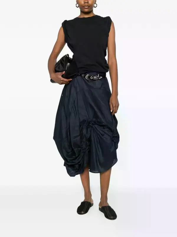 High Midi Skirt With Zip And Ruching