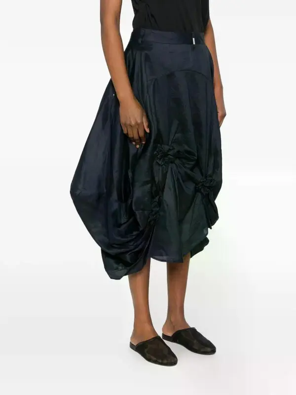 High Midi Skirt With Zip And Ruching