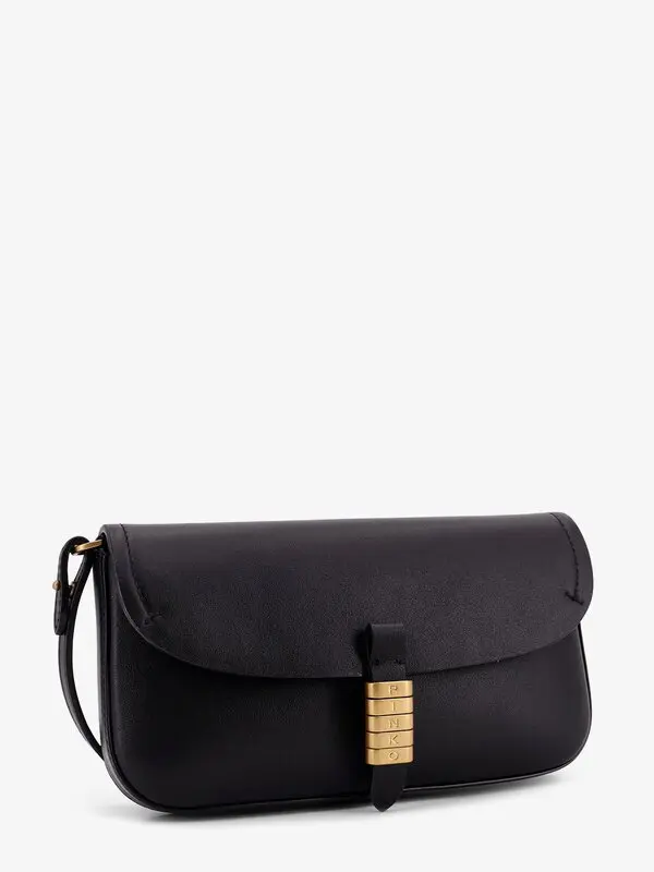 Pinko Leather Saddle Bag With Adjustable Shoulder Strap - Black