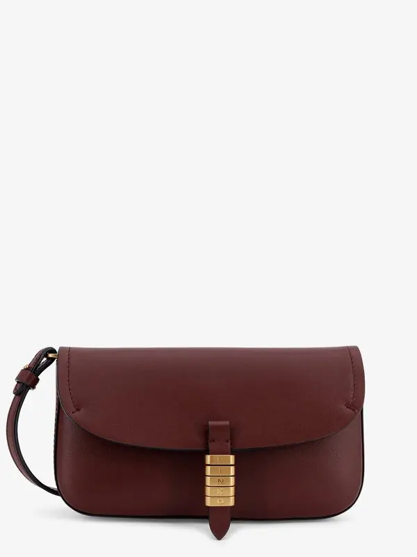 Pinko Saddle Flat Leather Crossbody Bag