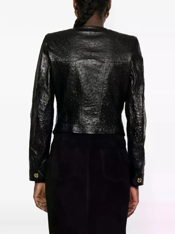 Elisabetta Franchi Leather Textured Zip Jacket