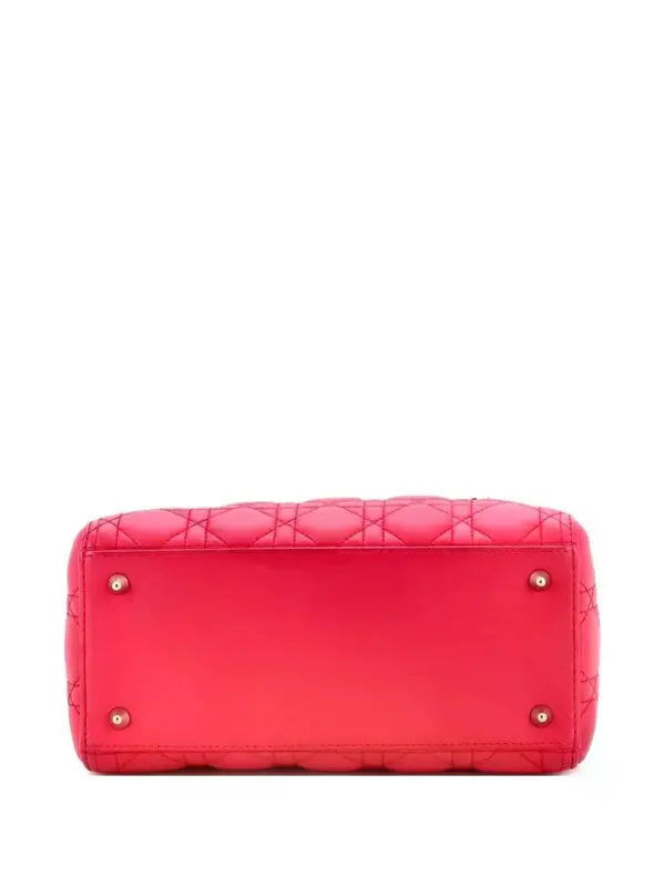 Dior Lady Bag Cannage Quilt Lambskin Medium Satchel - Red